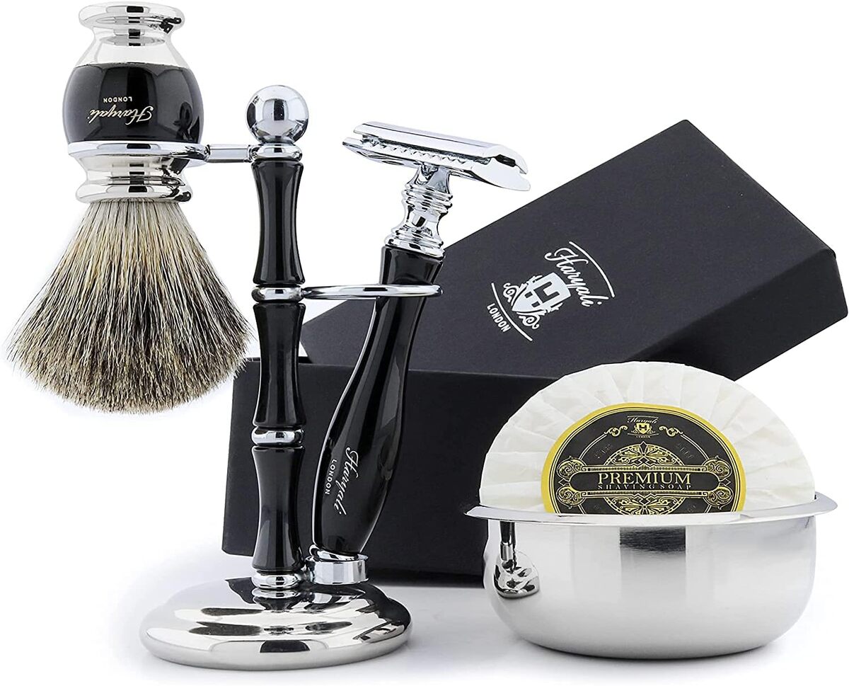 Test rasoir de sécurité fait main : ensemble pour homme avec blaireau ...